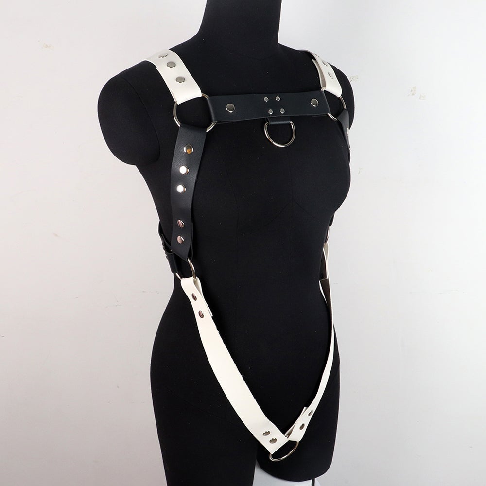 Snug White Leather Fullbody Harness | Snug Underwear